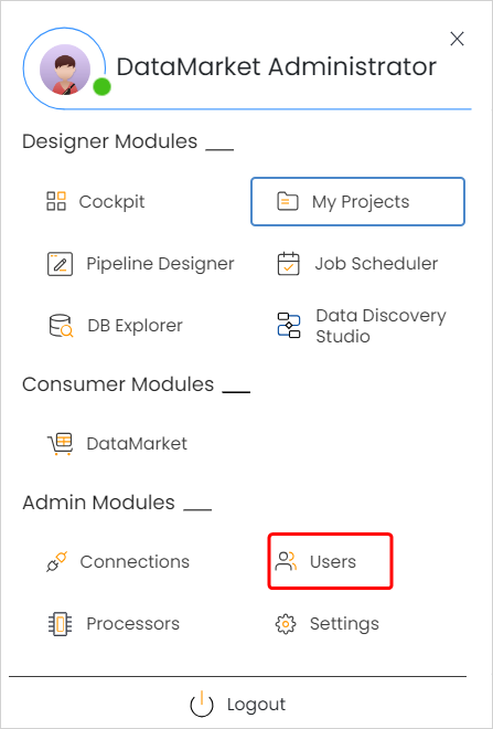 Create/Edit User – DataMarket